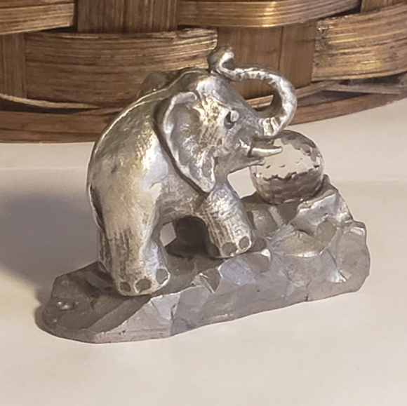 Vintage | Accents | Vintage Pewter Elephant With Swarovski Crystal ...